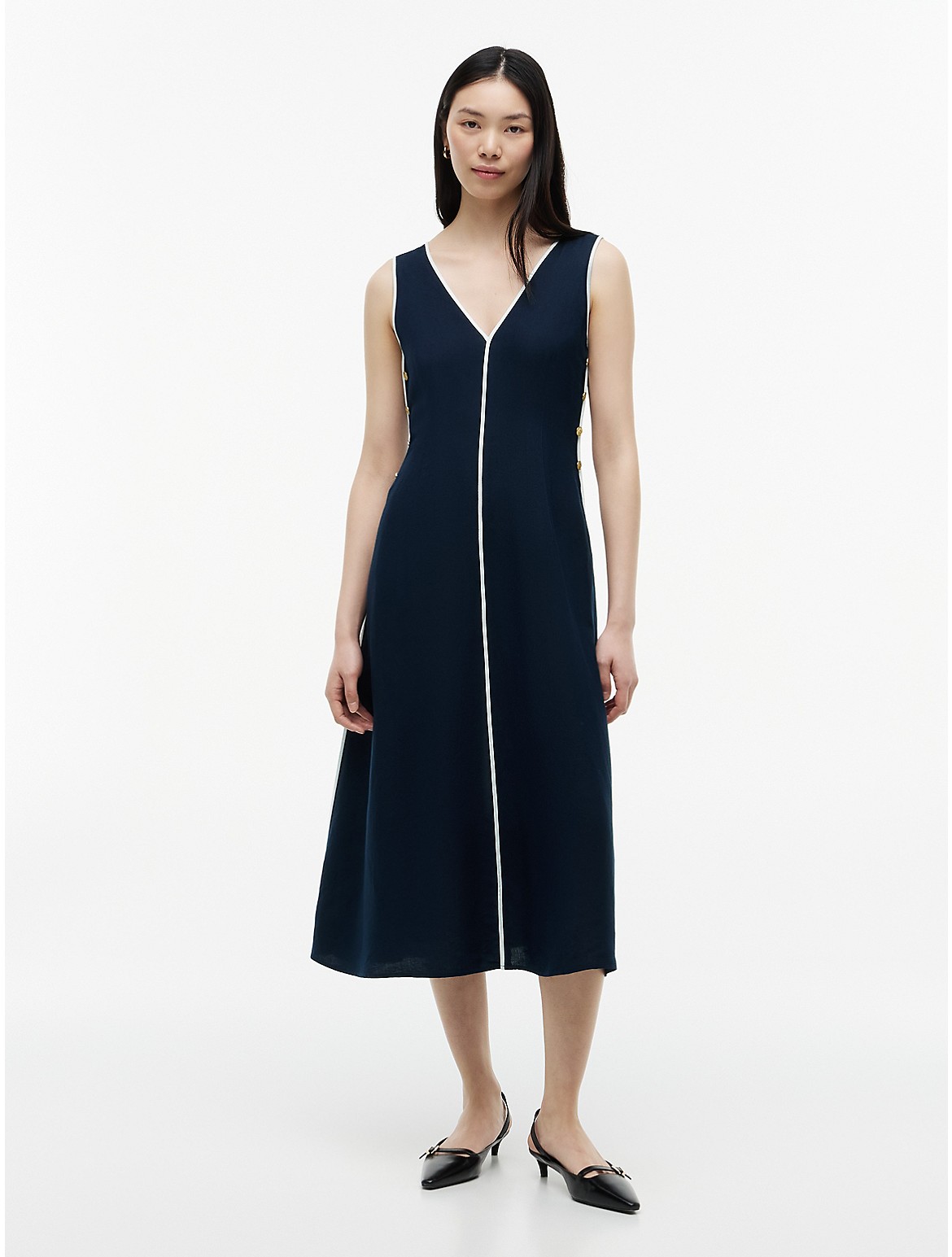 TOMMY HILFIGER Tommy Hilfiger Nautical Linen-Blend Midi Dress